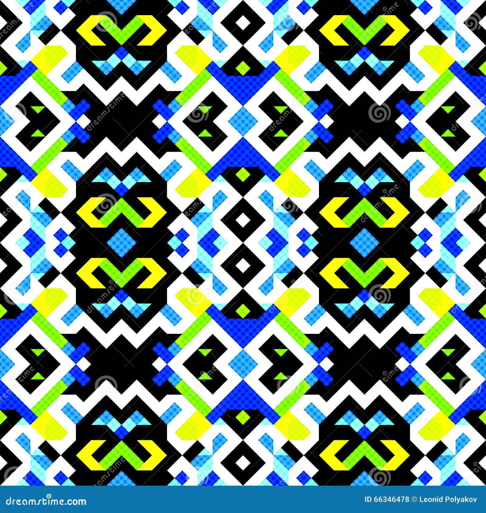 Pixels Colored Geometric Seamless Pattern Vector Illustration Stock ...