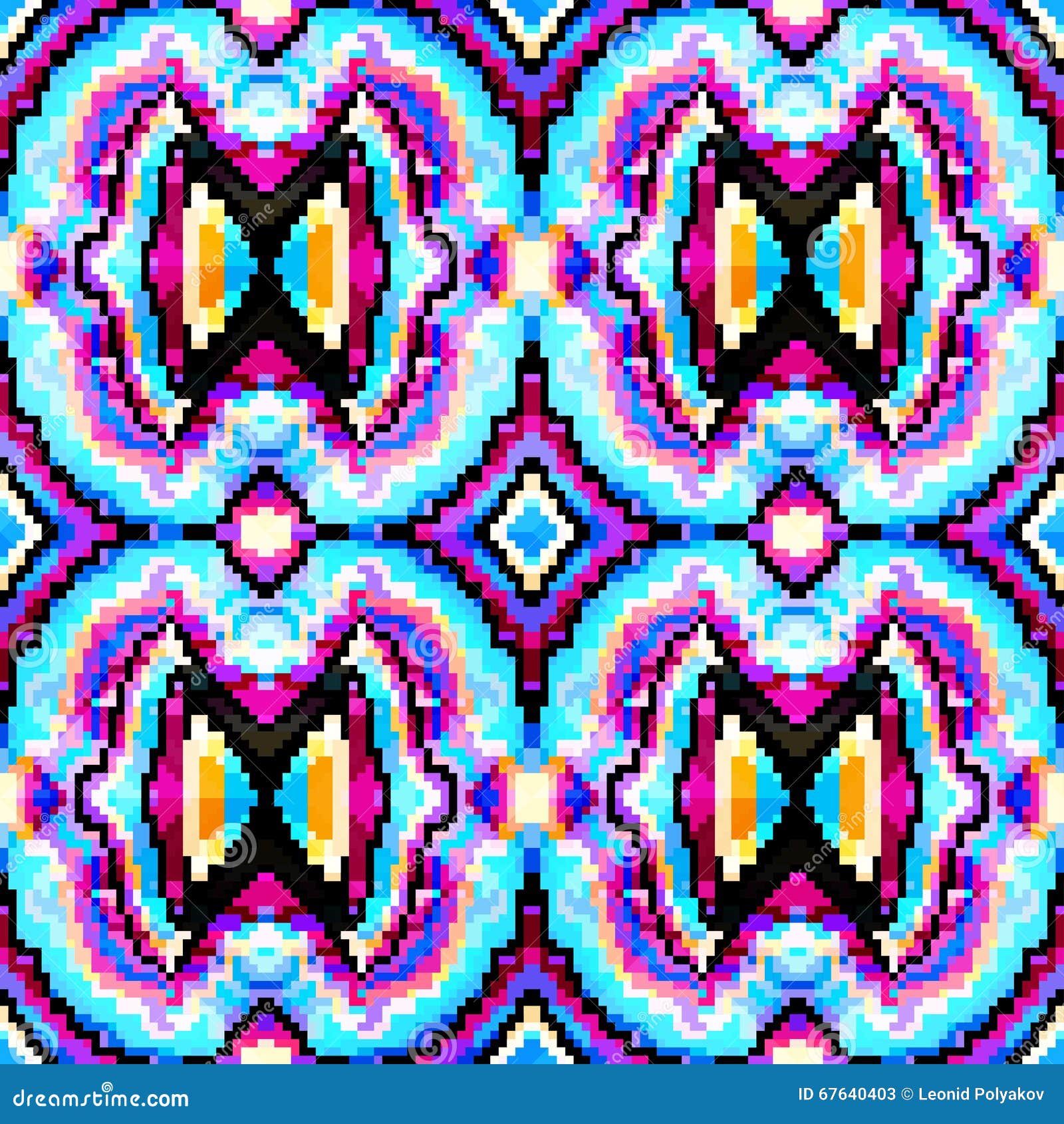 Pixels Colored Geometric Seamless Pattern Vector Illustration Stock ...