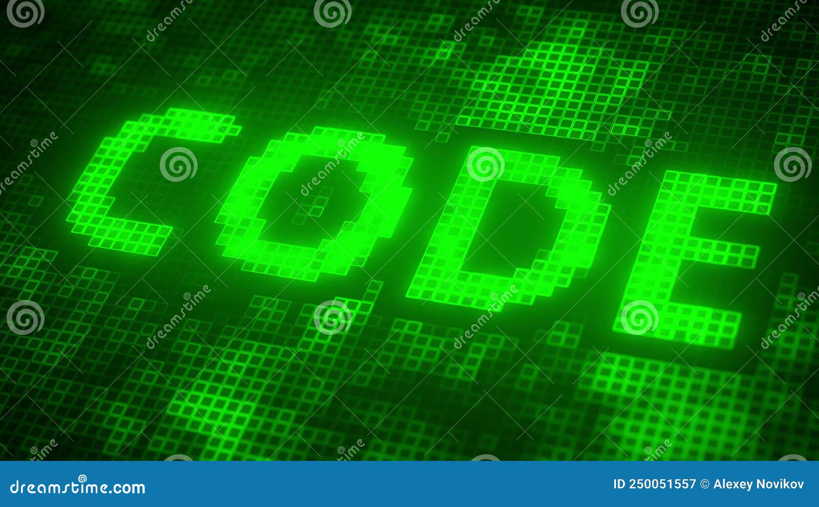 Pixels on the Screen Compose CODE Text. 3D Rendering Stock Illustration ...