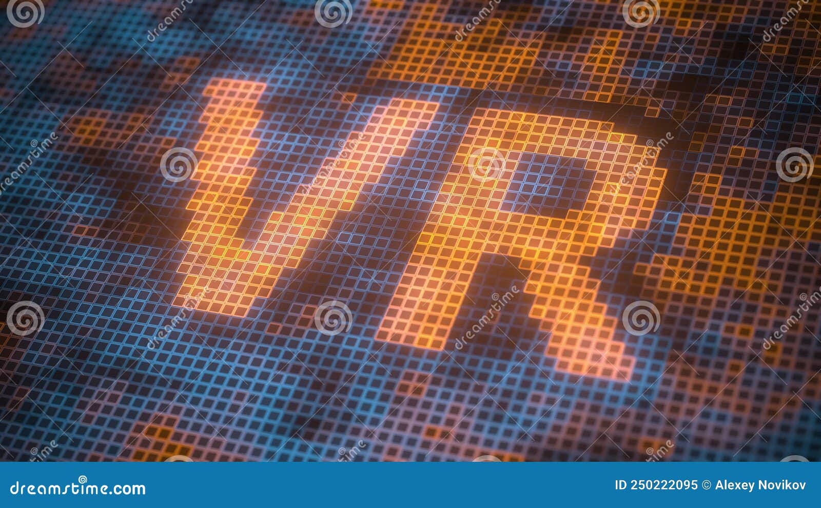 Pixels on the Screen Compose VR Text. 3D Rendering Stock Illustration ...