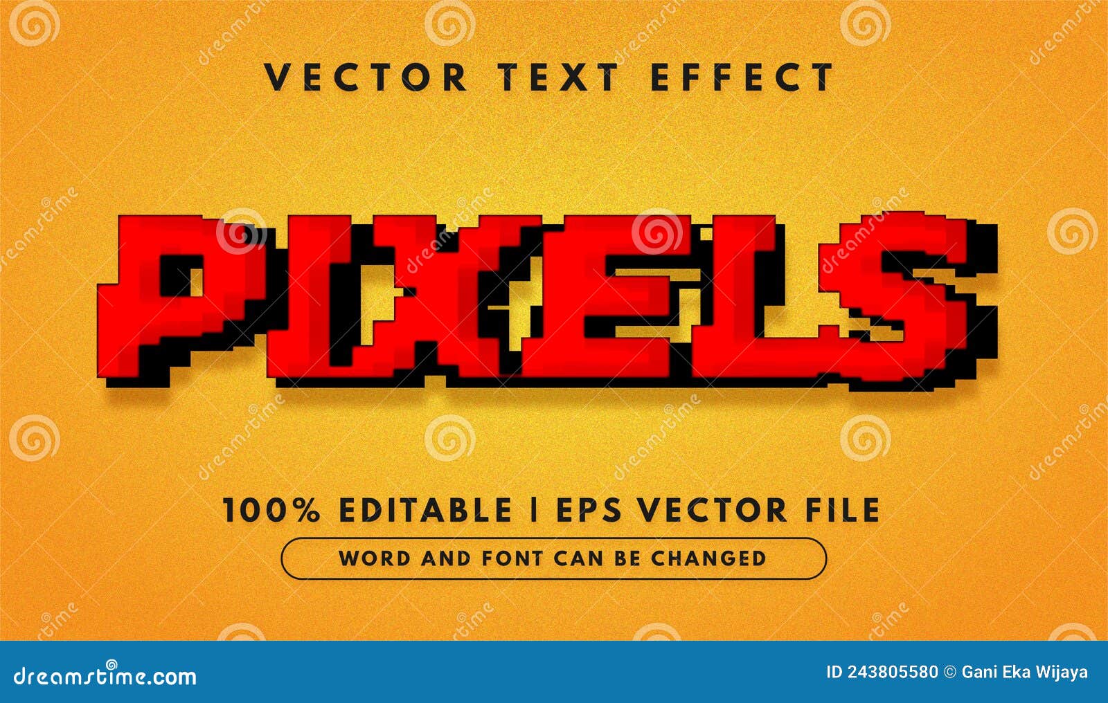 Pixels text effect stock vector. Illustration of shadow - 243805580
