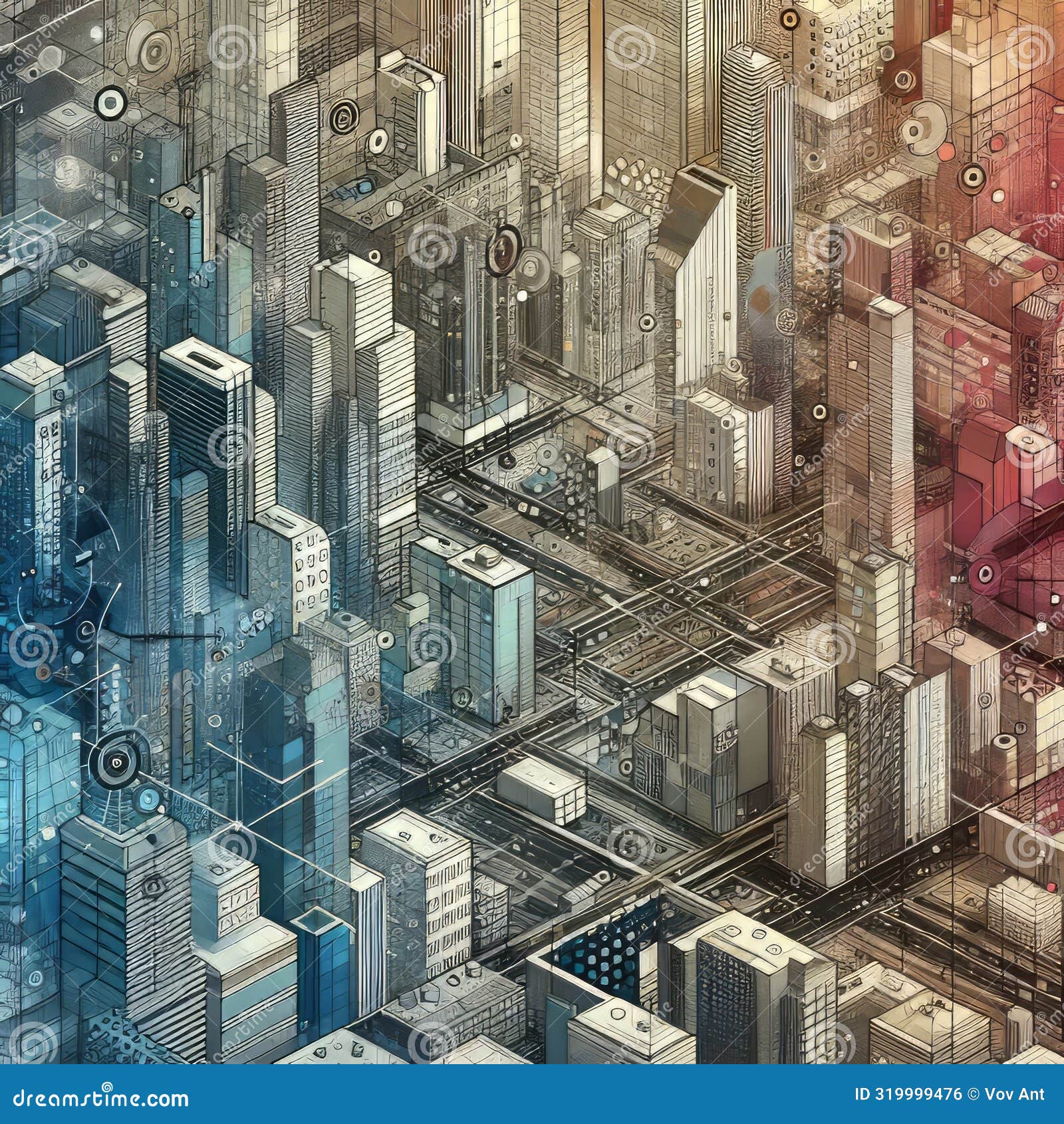 131 31. Pixelscape Abstract City Drawing_ an Abstract Stock Photo ...