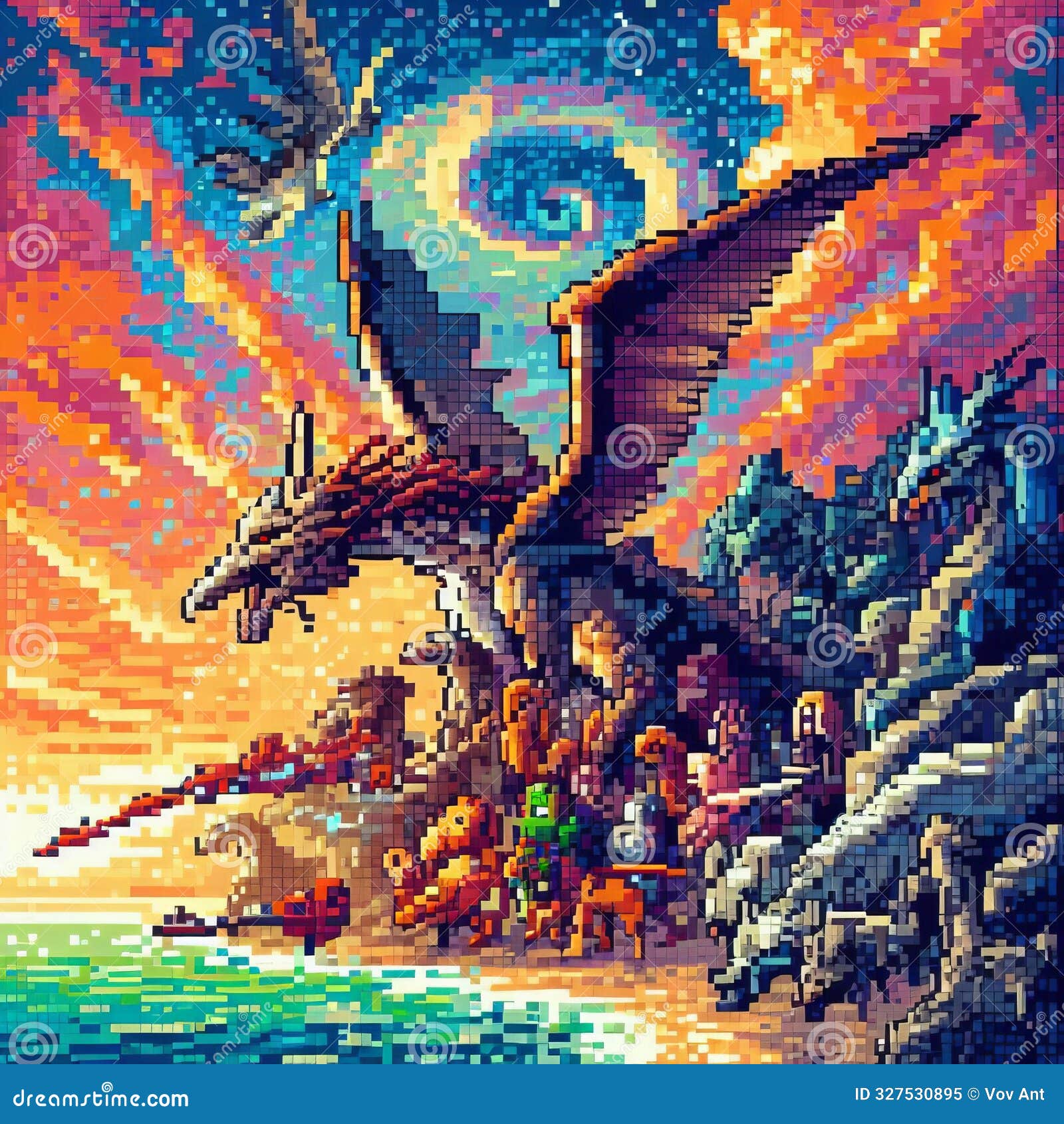 Pixelscape Drawing A Digital Drawing Created Using In Stock Photography ...