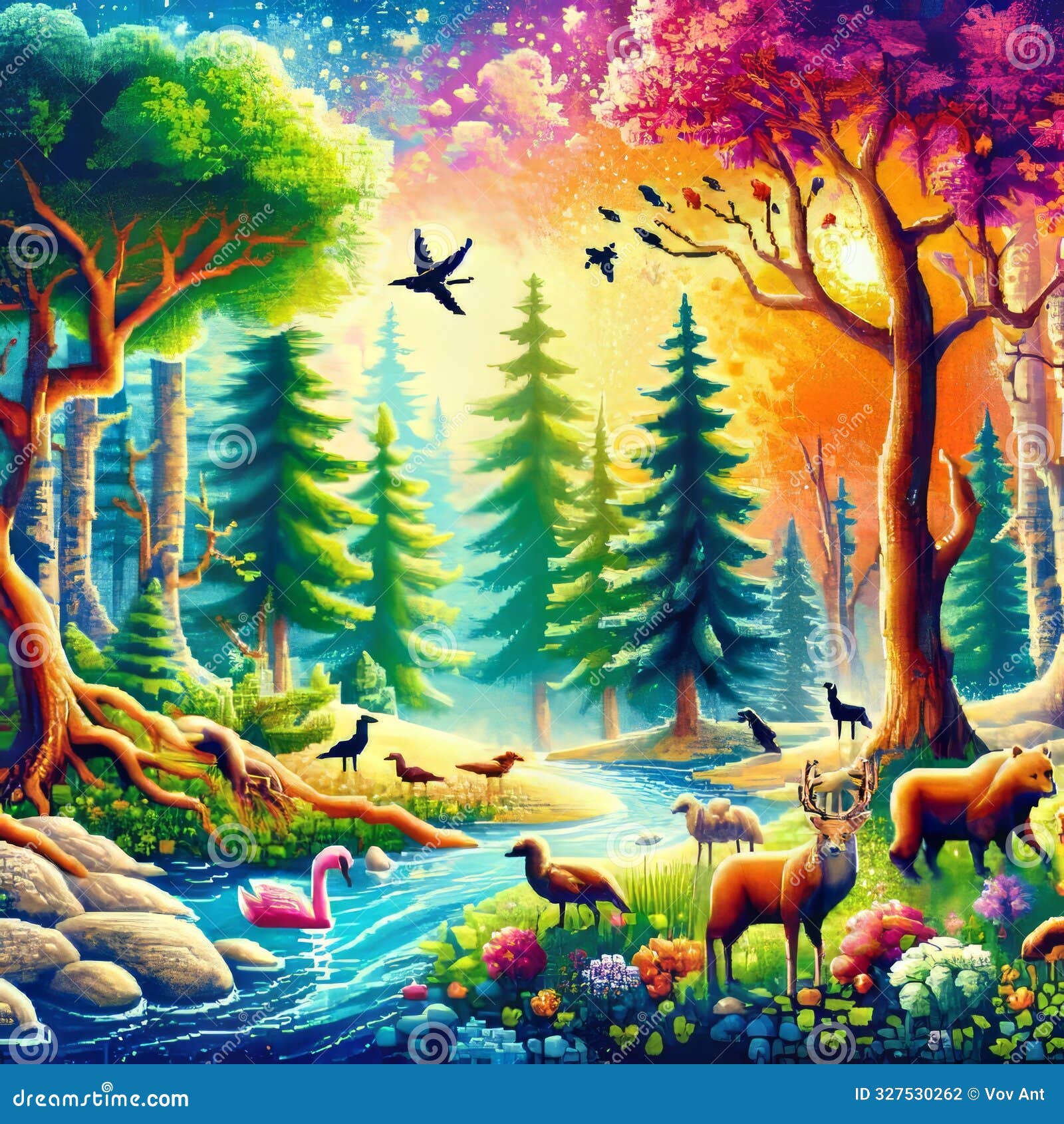 69 19. Pixelscape Nature Scene Drawing_ a Digital Draw Stock ...