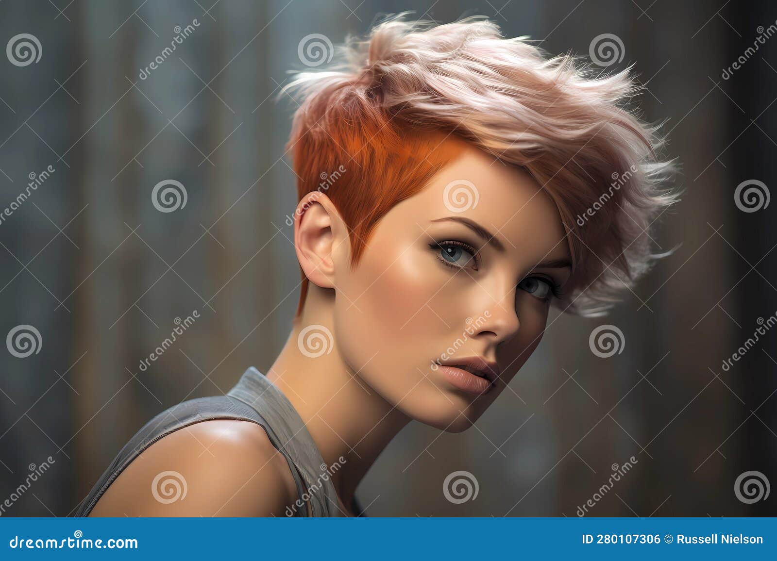 Pixie Cut Hair Style (Generative AI) Stock Illustration - Illustration ...