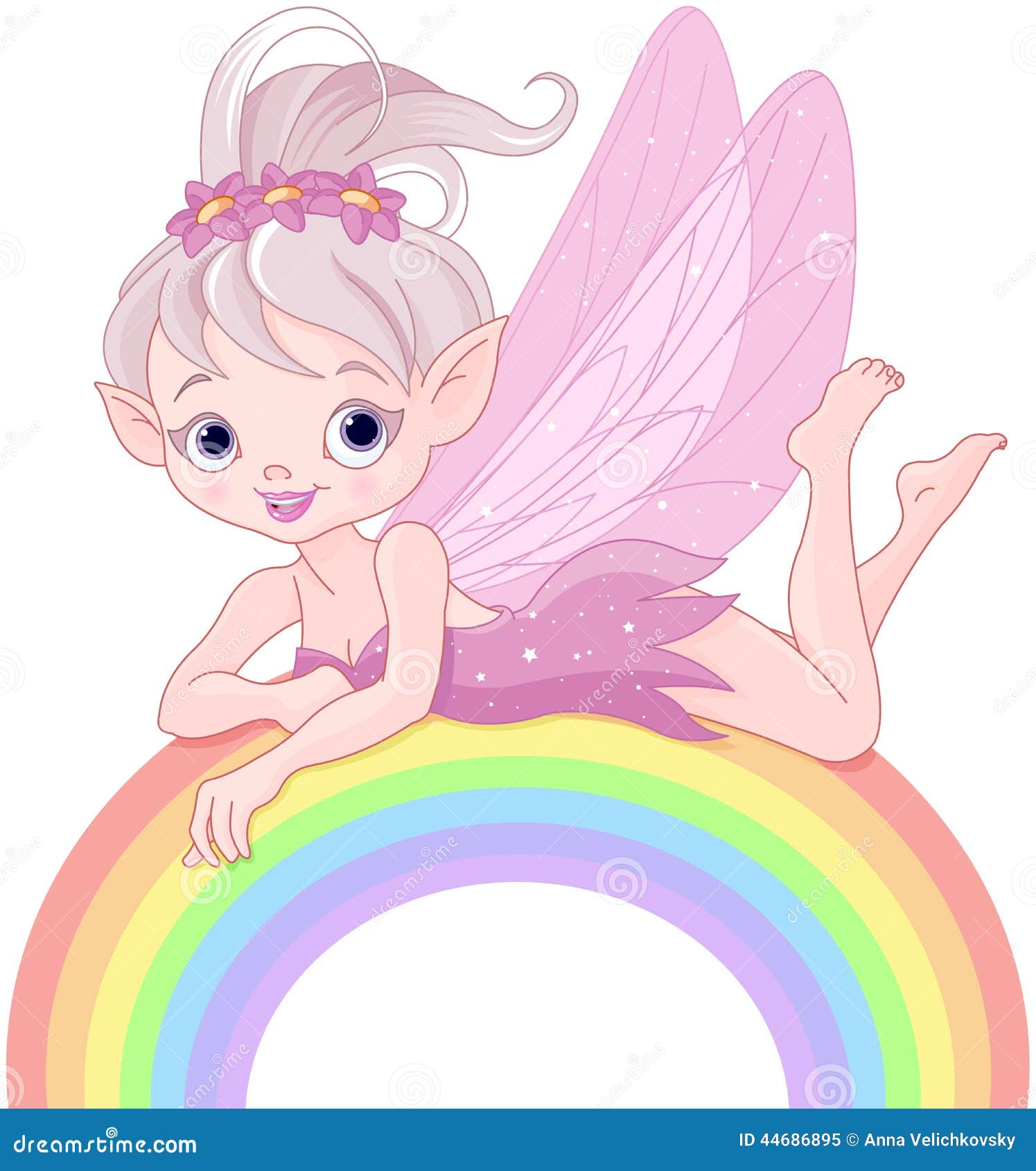 Pixie Fairy On Rainbow Stock Vector Image 44686895