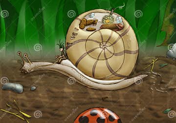 Pixie and snail stock illustration. Illustration of creativity - 25142370