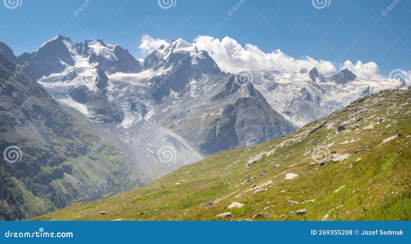 The Piz Bernina and Piz Roseg Peaks - Switzerland Stock Photo - Image ...