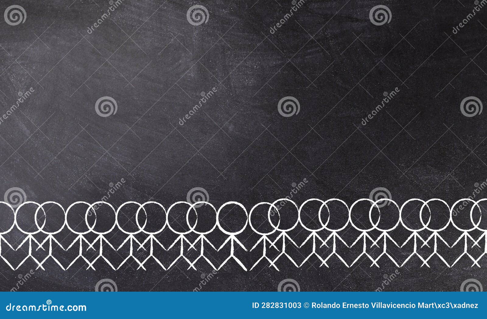 Black Chalkboard Illustration with Drawings of a Crowd of Stick Figures ...