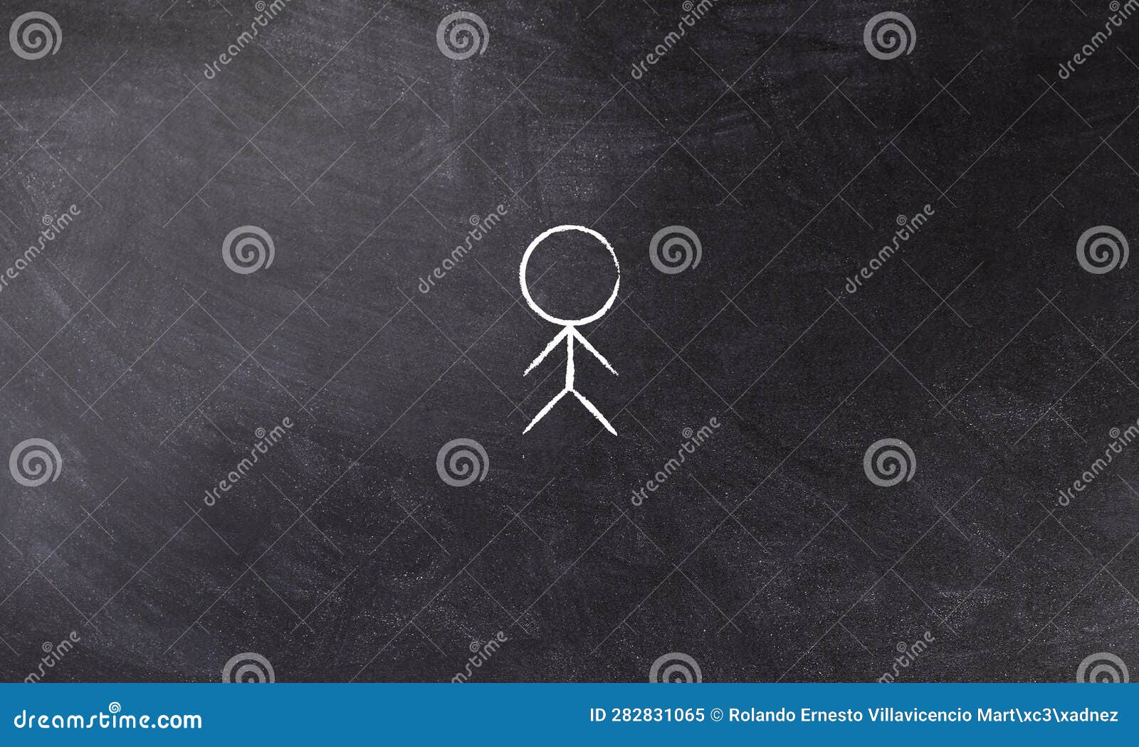 Chalk Illustration on a Black Board of a Stick Figure. Simple Human ...