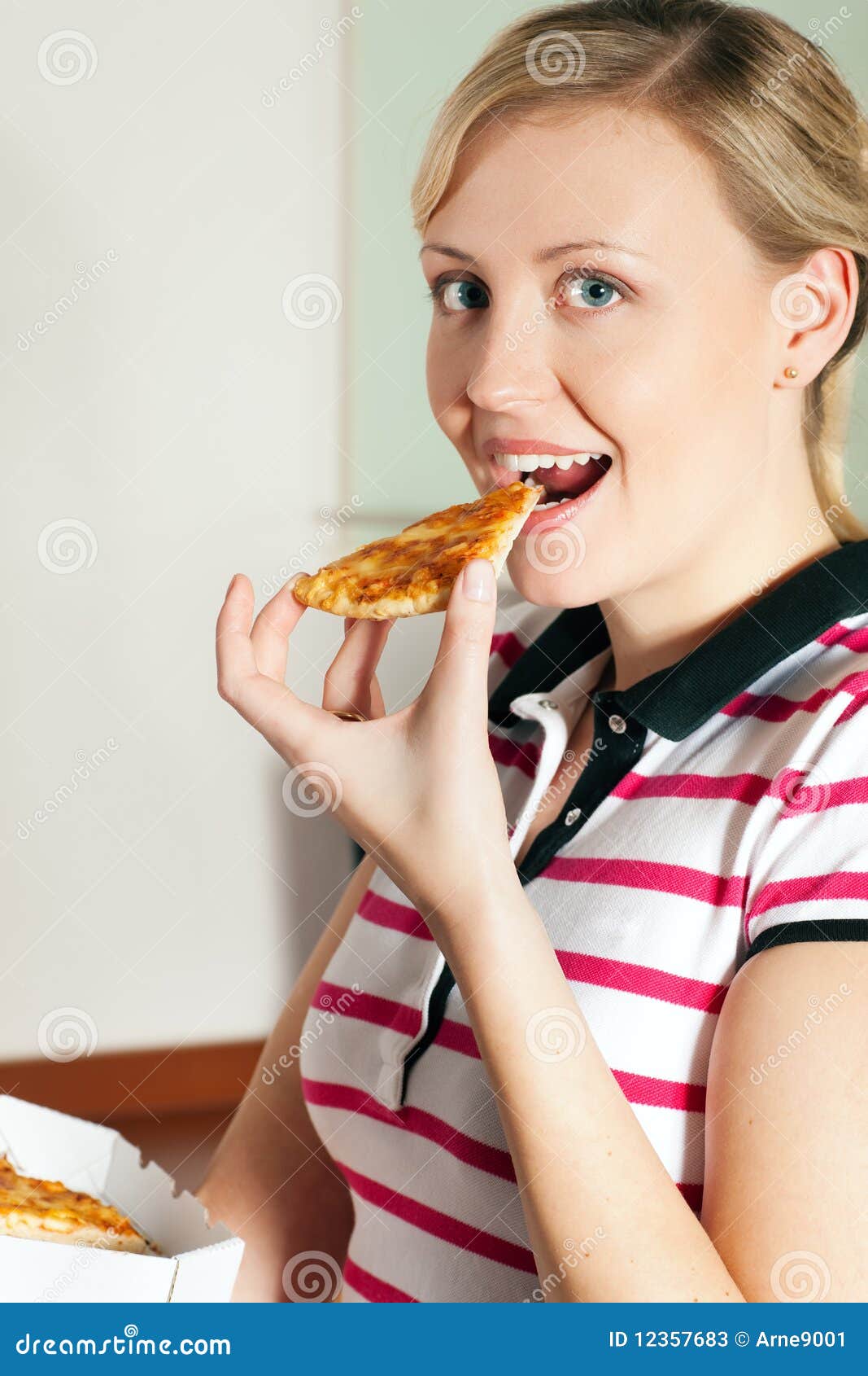 Pizza stock image. Image of girl, yummy, woman, enjoy - 12357683