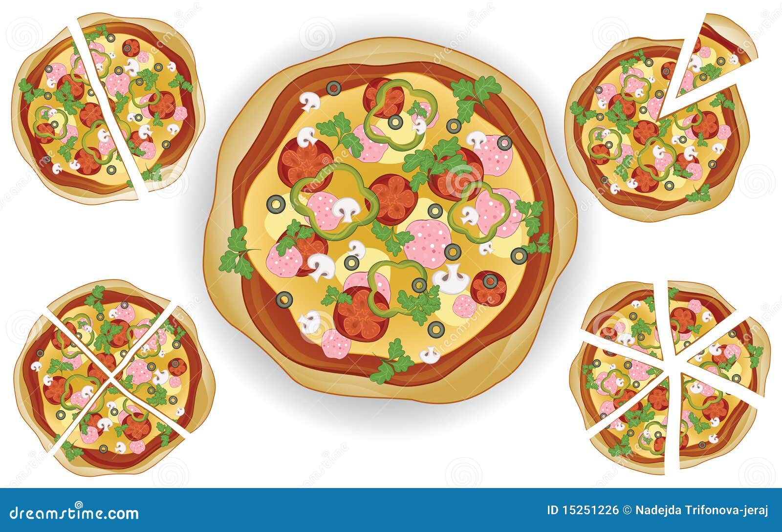 Pizza stock vector. Illustration of european, onion, olive - 15251226