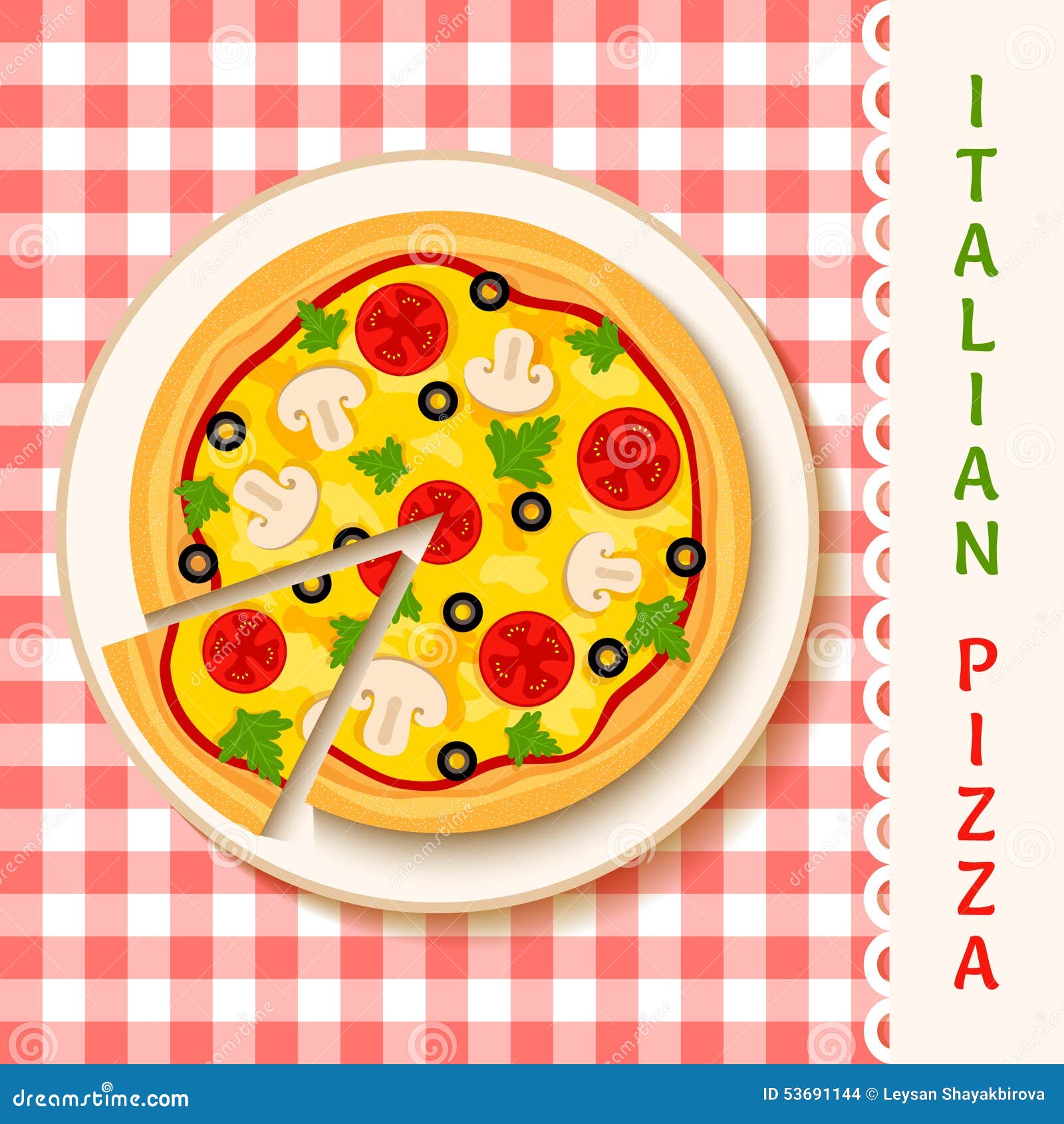 Pizza vektor illustrationer. Illustration av varmt, koriander - 53691144