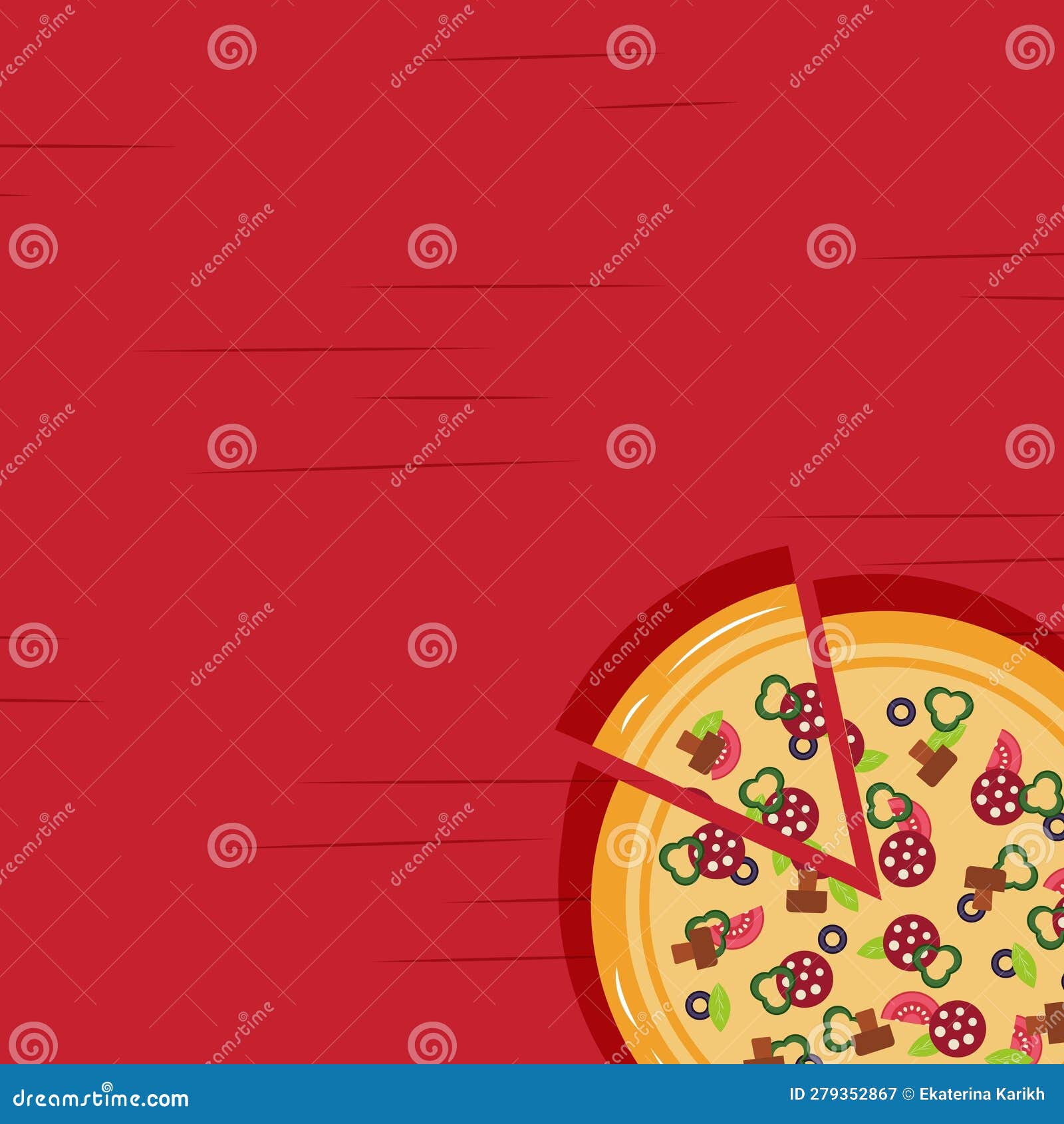 Pizza Ans Slice. Banner or Background. Vector Illustration. Stock ...