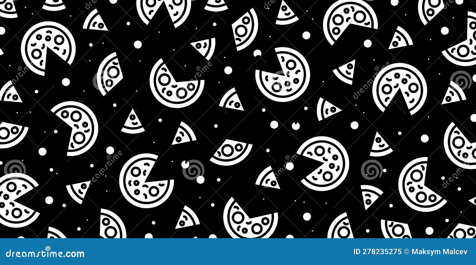 Pizza Backdrop. Pizza Pattern on Black Background Stock Vector ...
