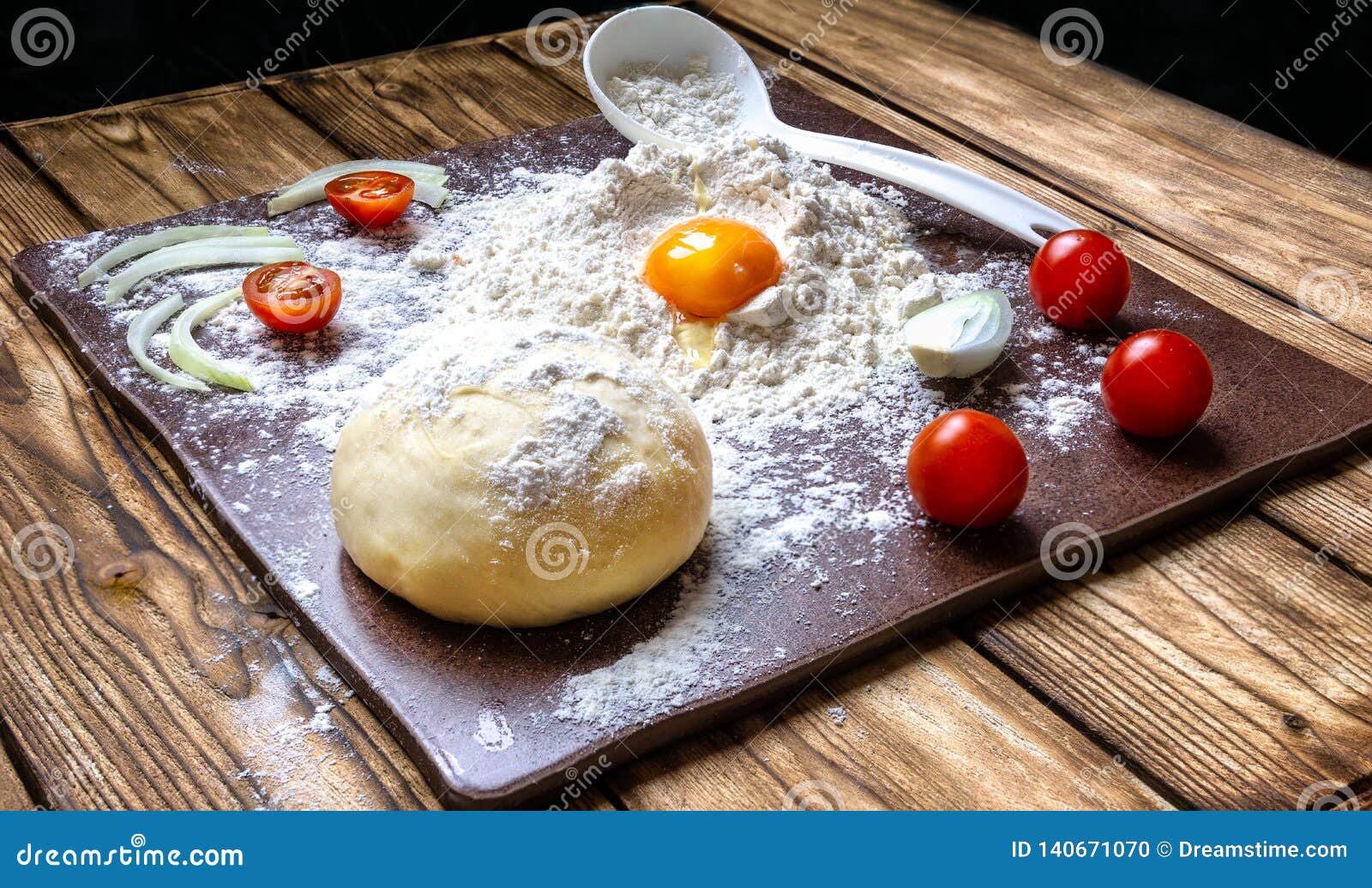 Pizza Ball on a Granite Slab Stock Photo - Image of ingredient, dough ...
