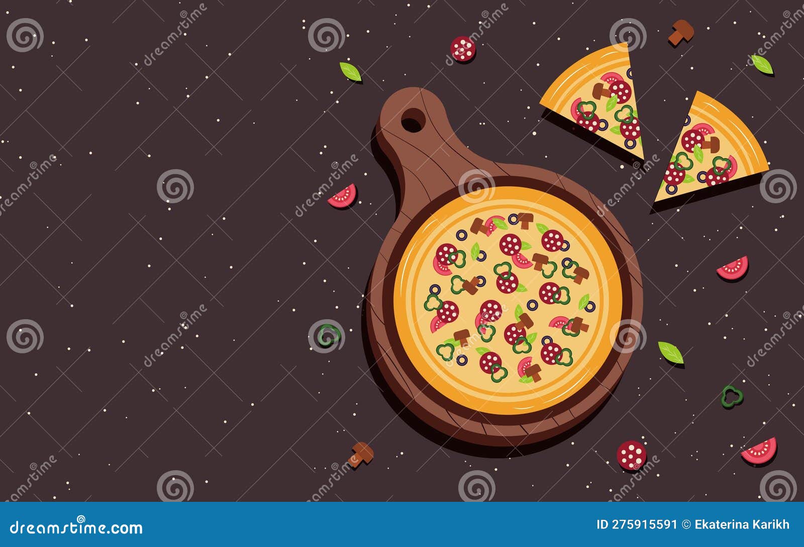 Pizza Banner or Background. Pizza on the Board Stock Vector ...