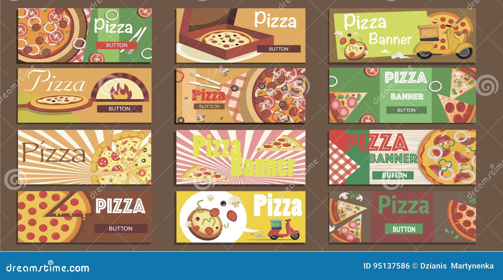 Pizza Banners set stock vector. Illustration of food - 95137586