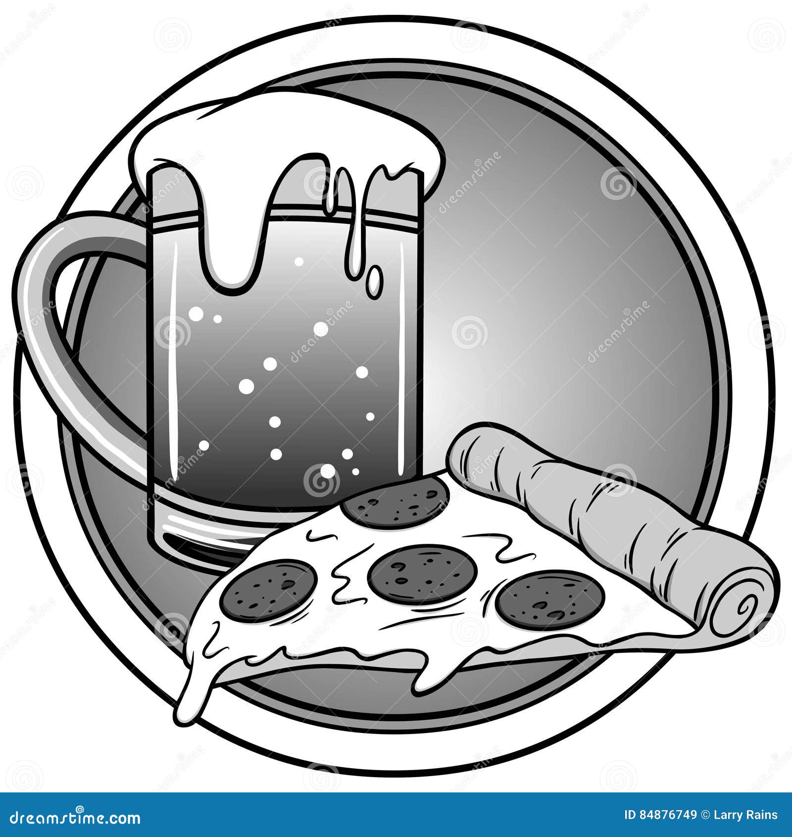 Pizza and Beer Illustration Stock Vector - Illustration of beer, dinner ...