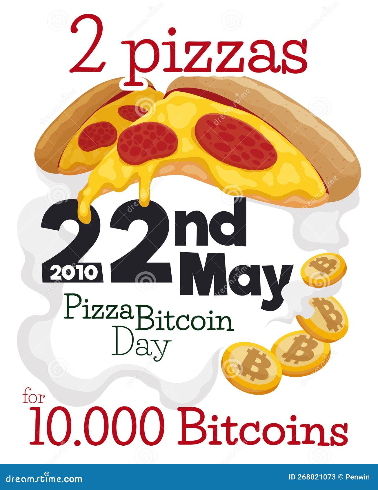 Commemorative Design for Pizza Bitcoin Day with Slices and Crypto-coins ...
