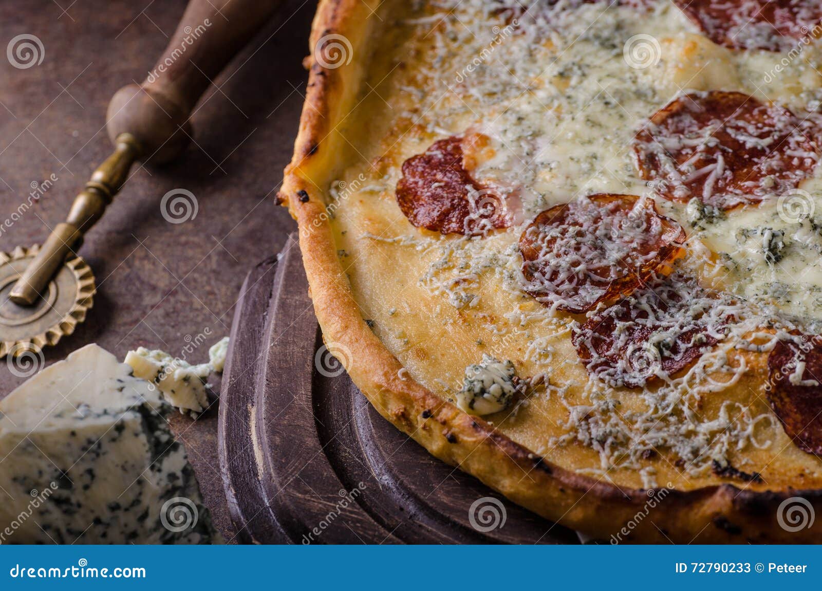 Pizza with blue cheese stock image. Image of italian - 72790233