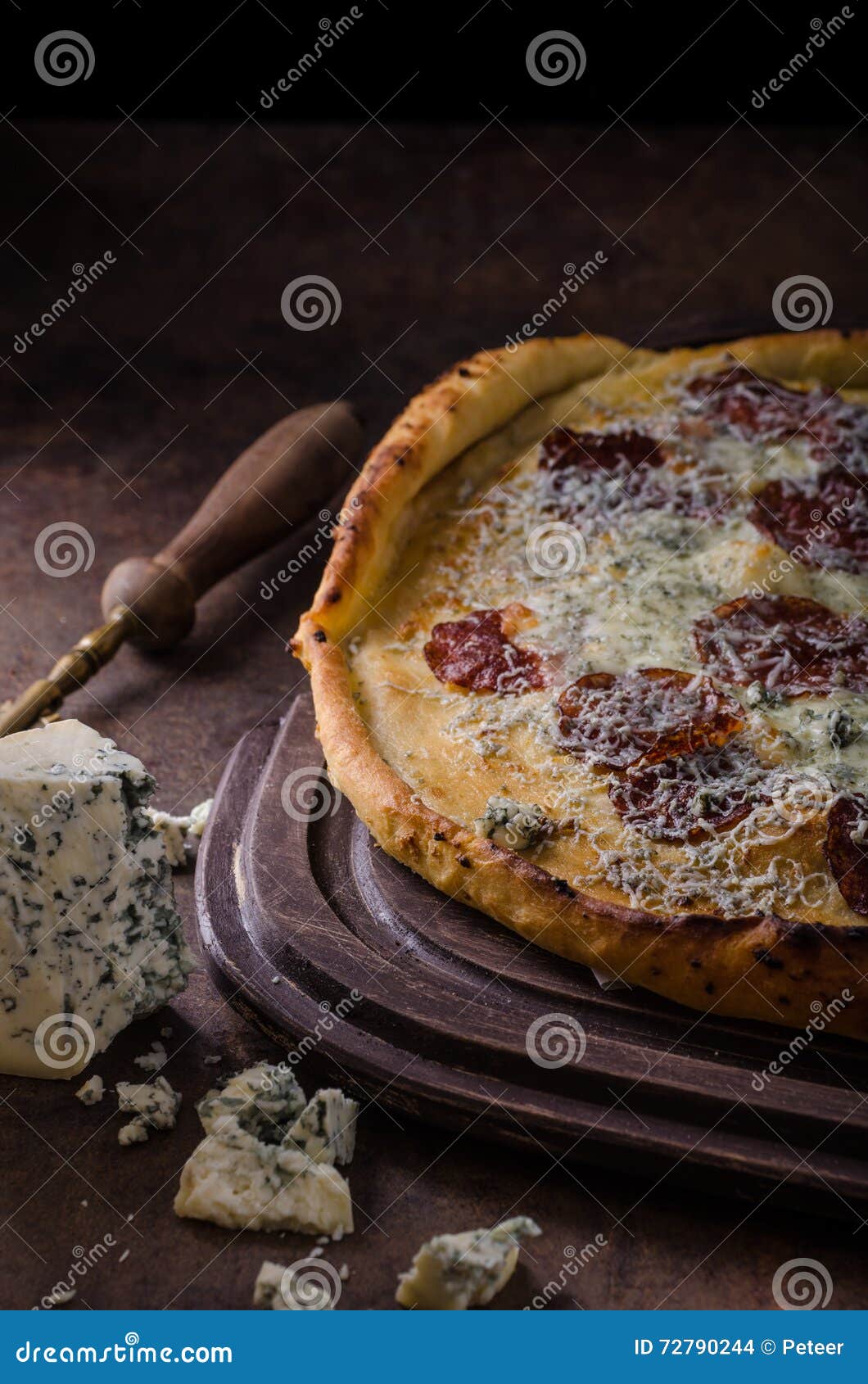 Pizza with blue cheese stock photo. Image of dough, meal - 72790244