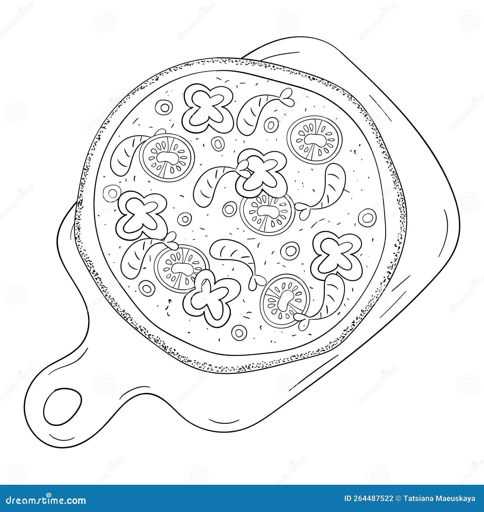 Pizza on the Board Line Art Vector Stock Vector - Illustration of ...