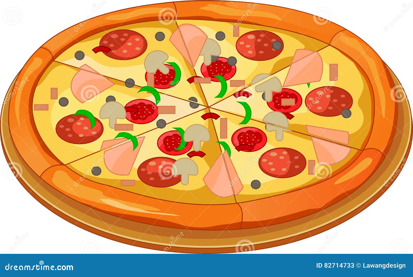 Pizza on the board stock vector. Illustration of margherita - 82714733