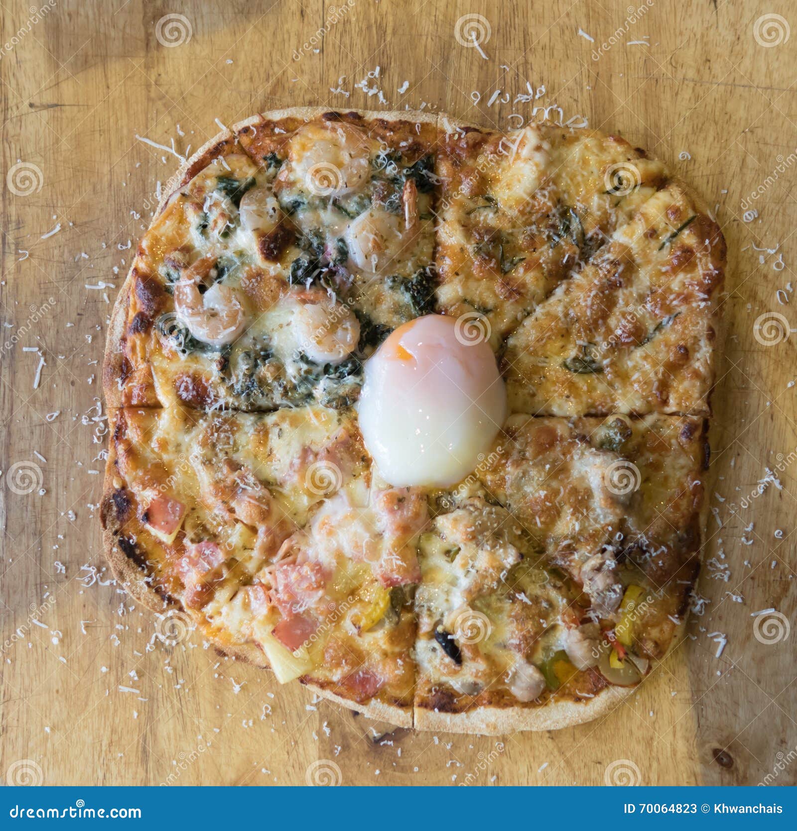Pizza with boil egg stock image. Image of bread, food - 70064823