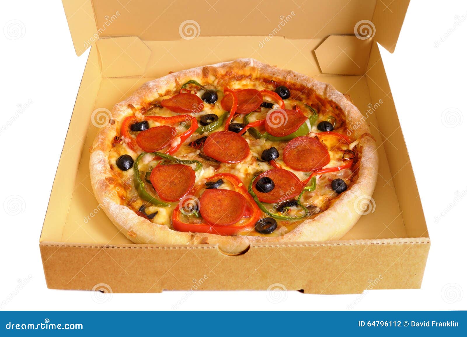 Pizza Box Close Up, Open Top View, White Background Stock Photo - Image ...