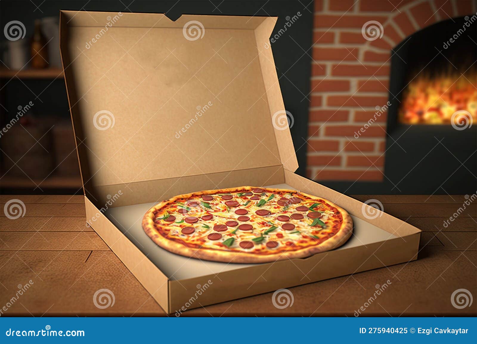 Pizza in a Box Isolated, Generative Ai Stock Illustration ...