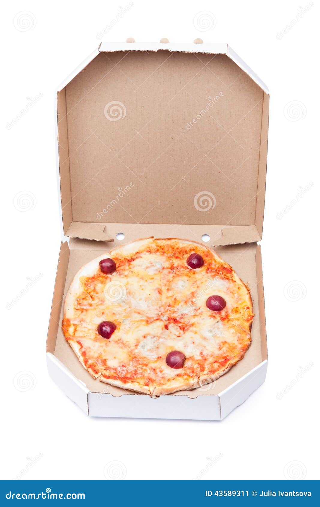 Pizza in box stock image. Image of cheese, mozzarella - 43589311