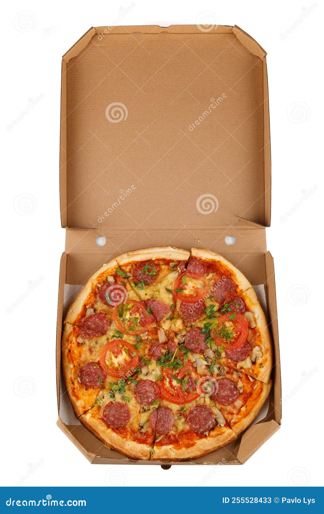 Pizza in Box Open. Pizza in the in Delivery Box Stock Image - Image of ...