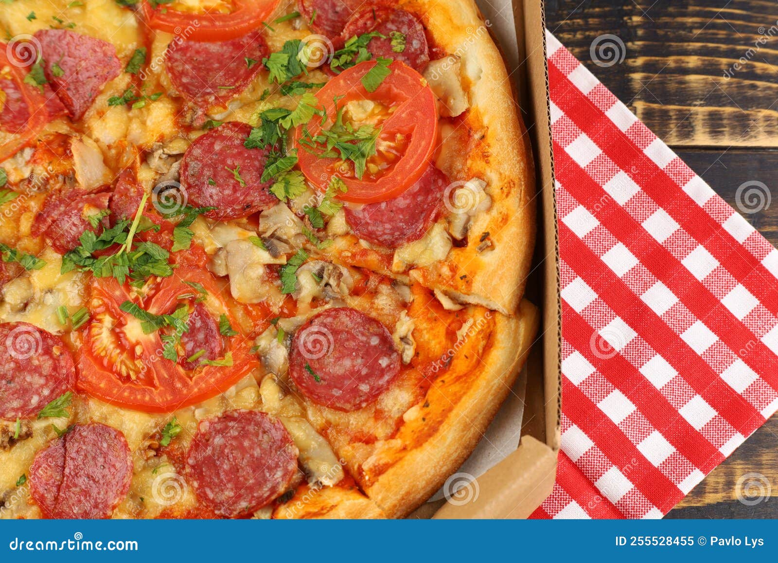 Pizza in Box Open. Pizza in the in Delivery Box Stock Image - Image of ...