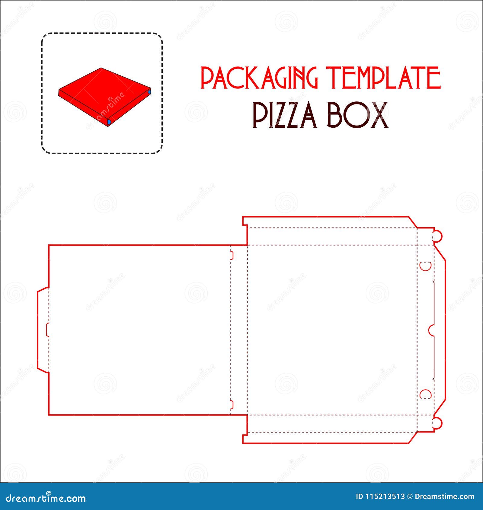 PIZZA BOX PACKAGING TEMPLATE VECTOR Stock Illustration - Illustration ...