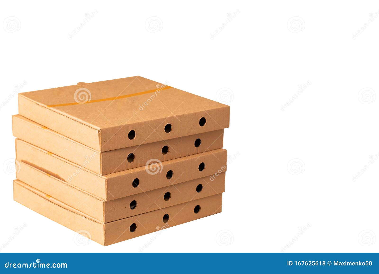 5 Pizza Box: Tall Stack Isolated on White Stock Photo - Image of casual ...