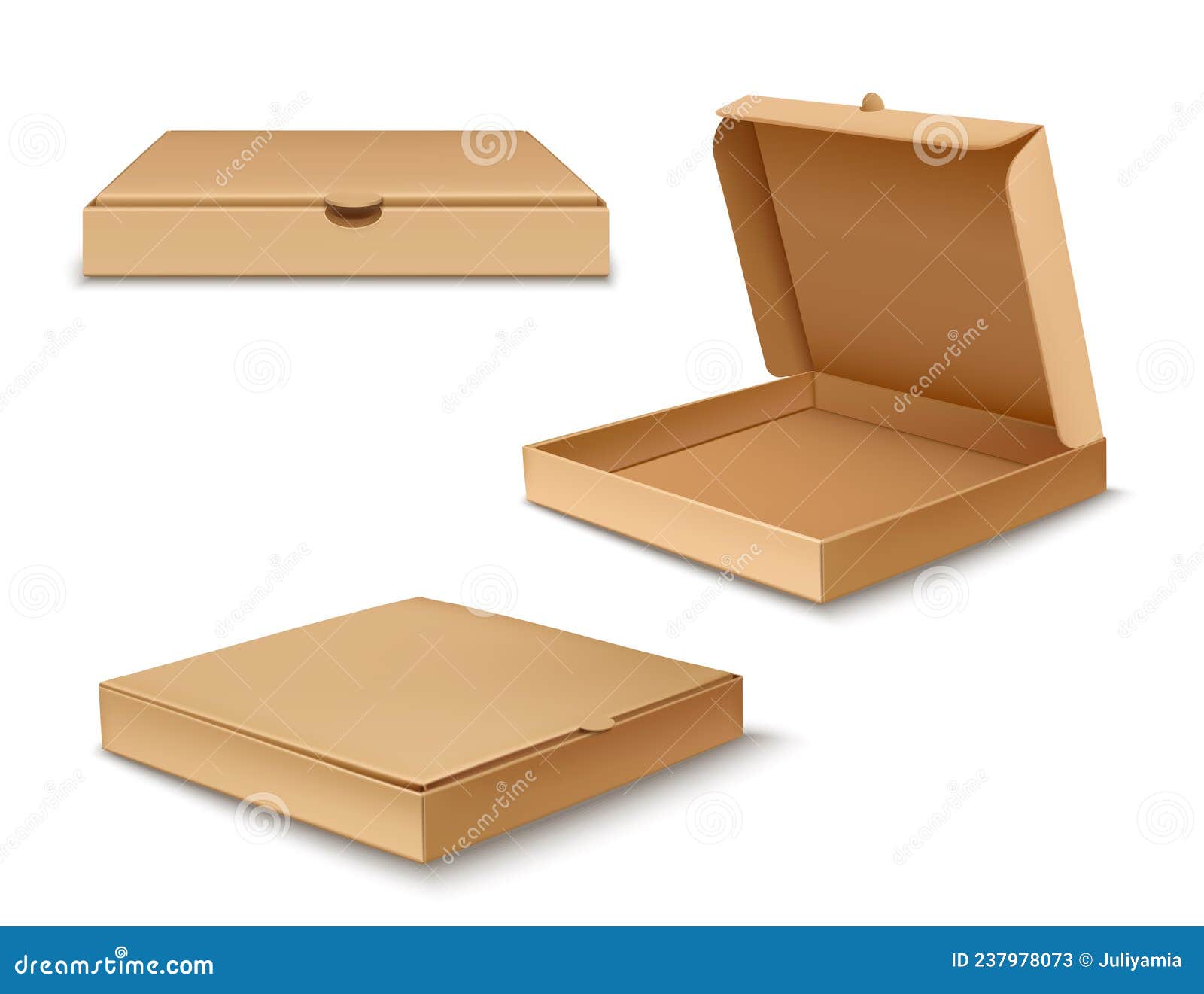 Pizza Boxes of Different Angles Isolated on White Background Stock ...
