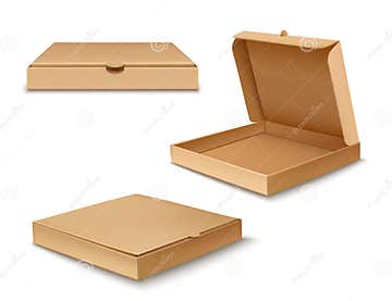 Pizza Boxes of Different Angles Isolated on White Background Stock ...