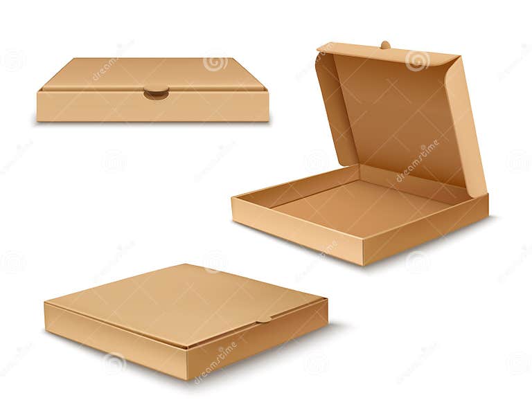 Pizza Boxes of Different Angles Isolated on White Background Stock ...