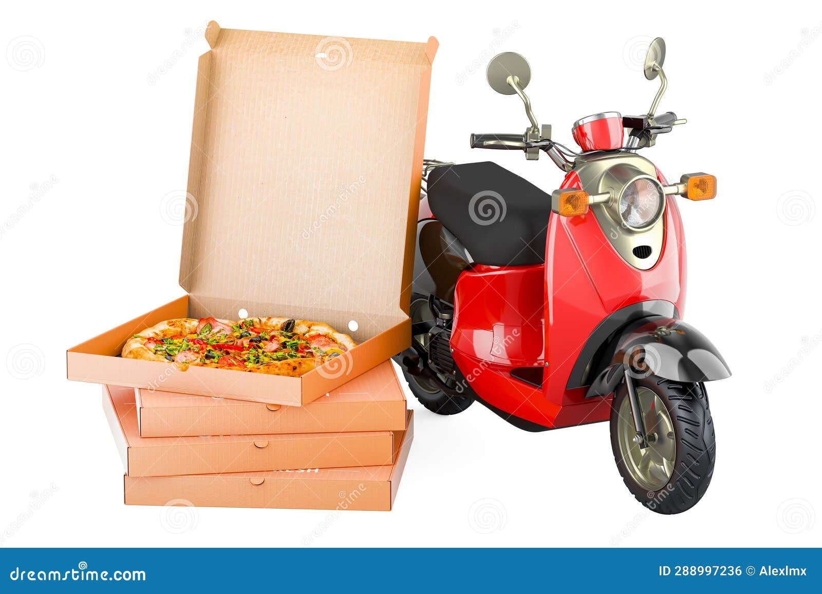 Pizza Boxes with Motor Scooter. Pizza Delivery, Concept Stock ...