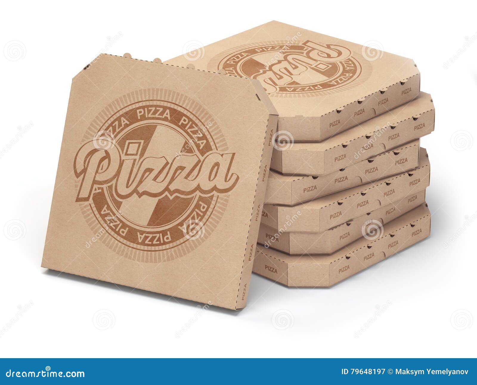 Pizza Boxes Stack Isolated on White, Stock Illustration - Illustration ...