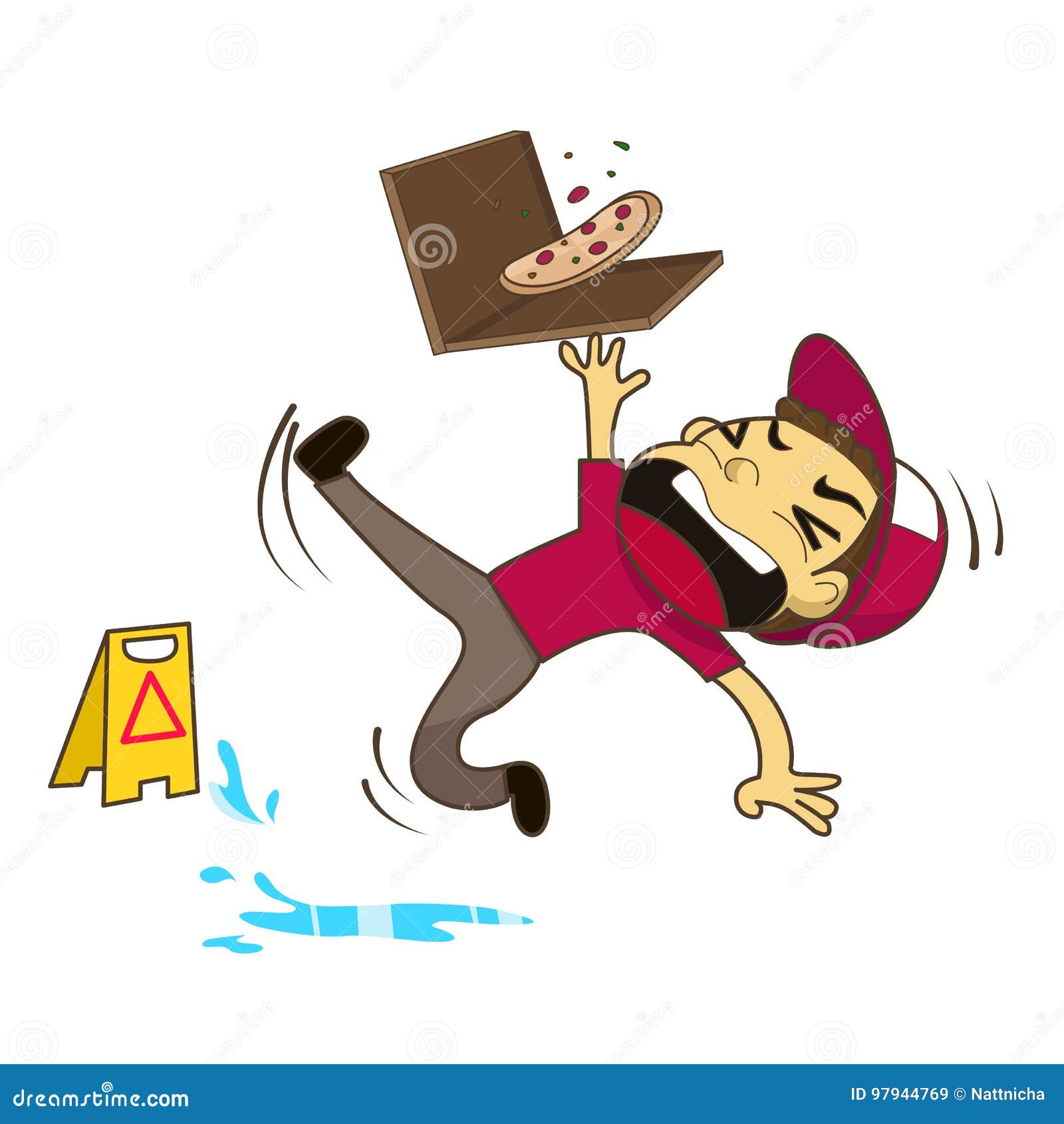 Man Slipping On Wet Floor Line Icon, Waterpark Concept, Wet Floor Sign ...