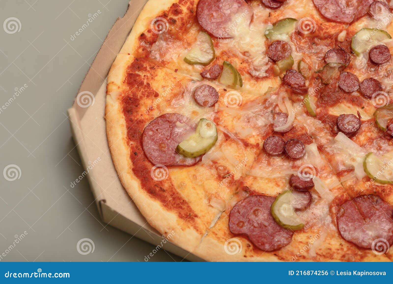 Pizza in Brown Corrugated Fiberboard Take-out Box Stock Photo - Image ...