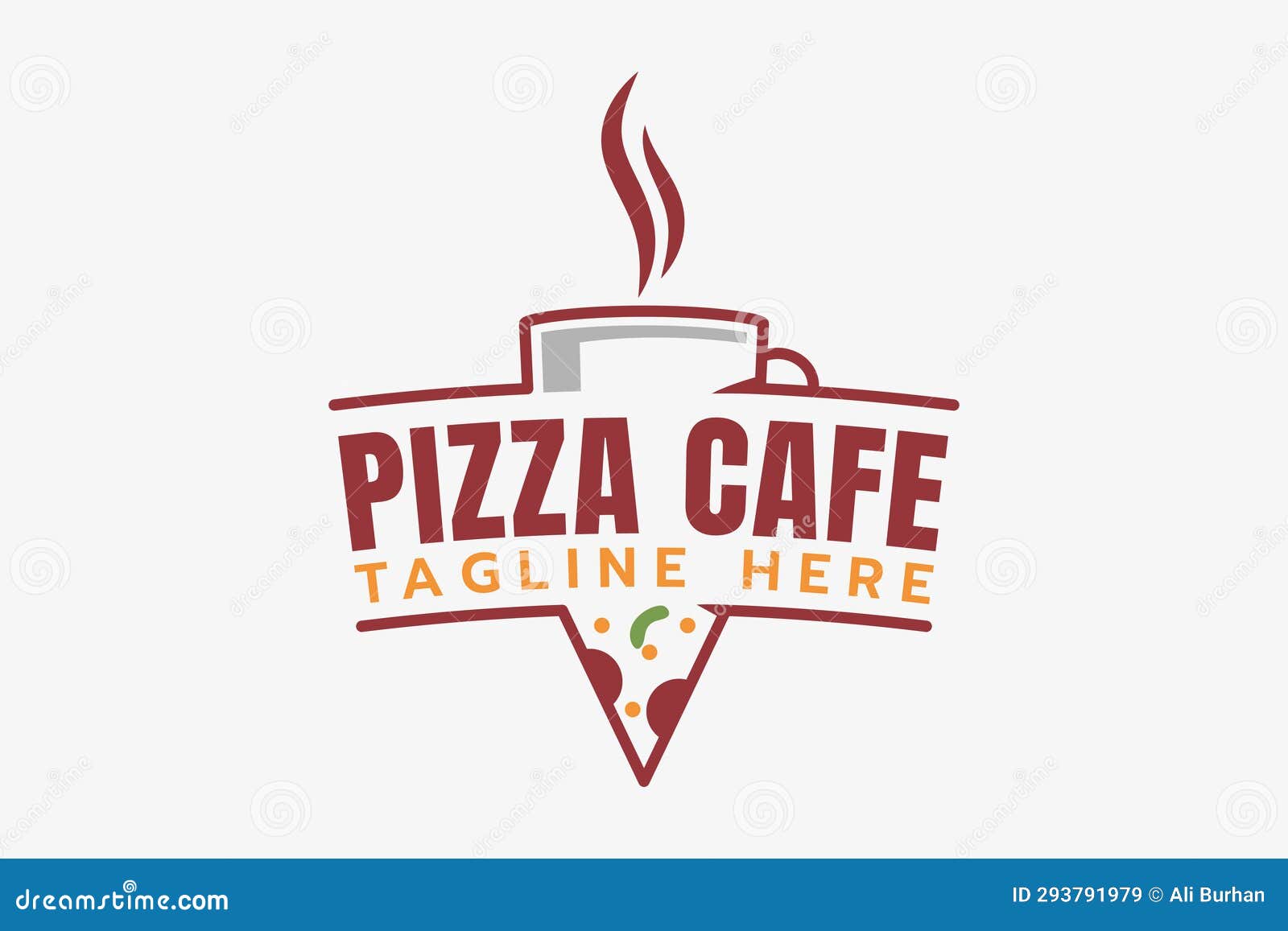 Pizza Cafe Logo with a Combination of a Slice of Pizza and a Cup of ...
