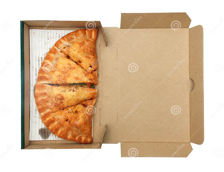 Pizza Calzone in box stock photo. Image of lunch, grated - 39487106