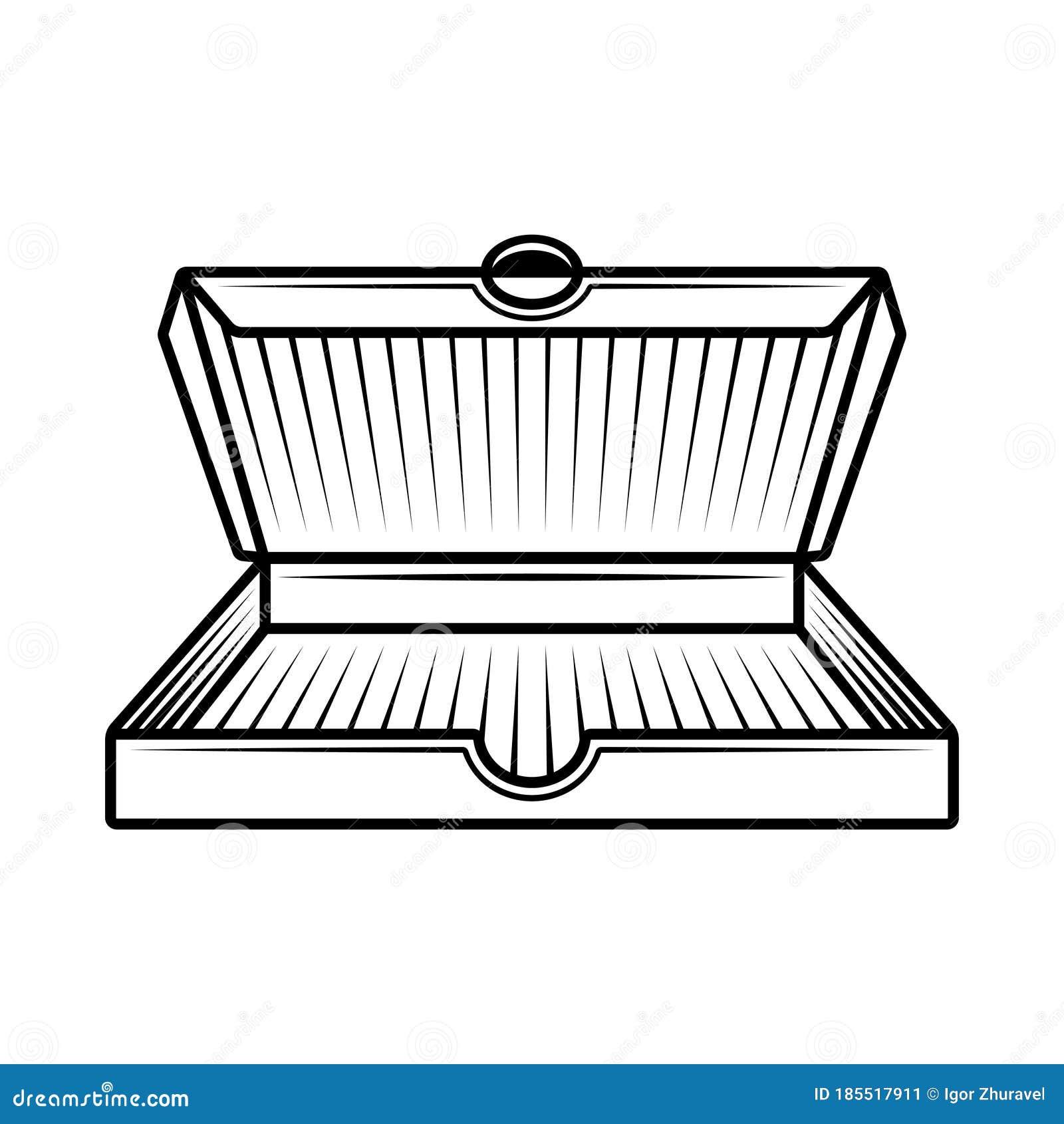 Pizza Box, Cardboard Self Lock Delivery Box. Vector With Die Cut ...