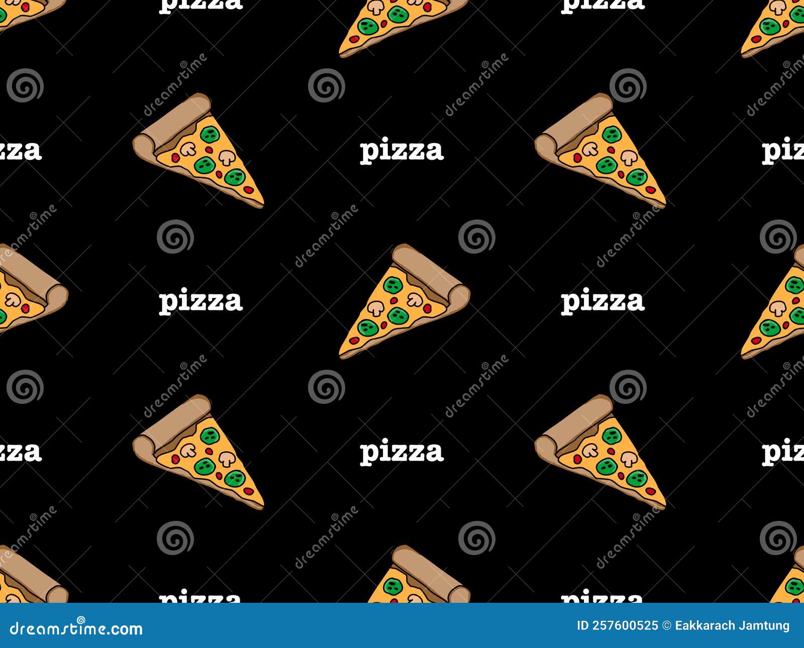 Pizza Seamless Pattern on Black Background Stock Vector - Illustration ...