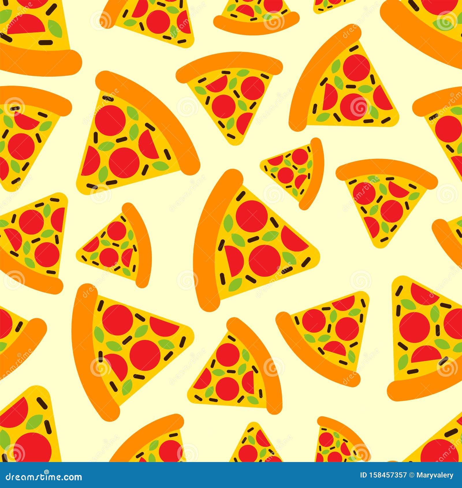Pizza Cartoon Pattern Seamless. Fast Food Background Stock Vector ...