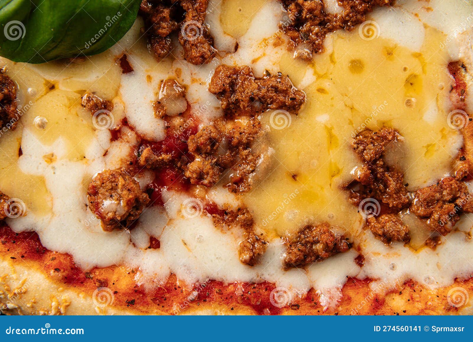 Pizza with Cheddar Cheese and Minced Beef Stock Image - Image of ...