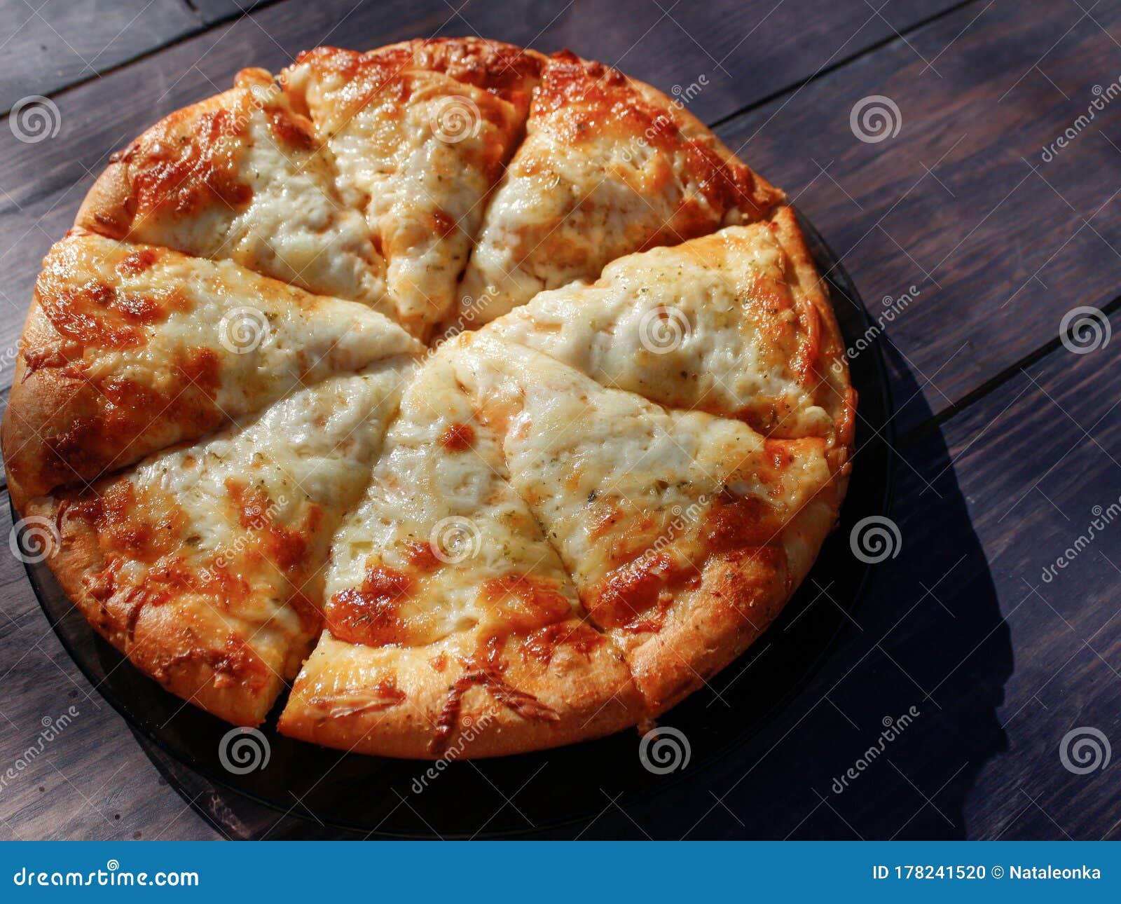 Pizza with Cheese Cooked at Home Stock Photo - Image of slice, cheese ...